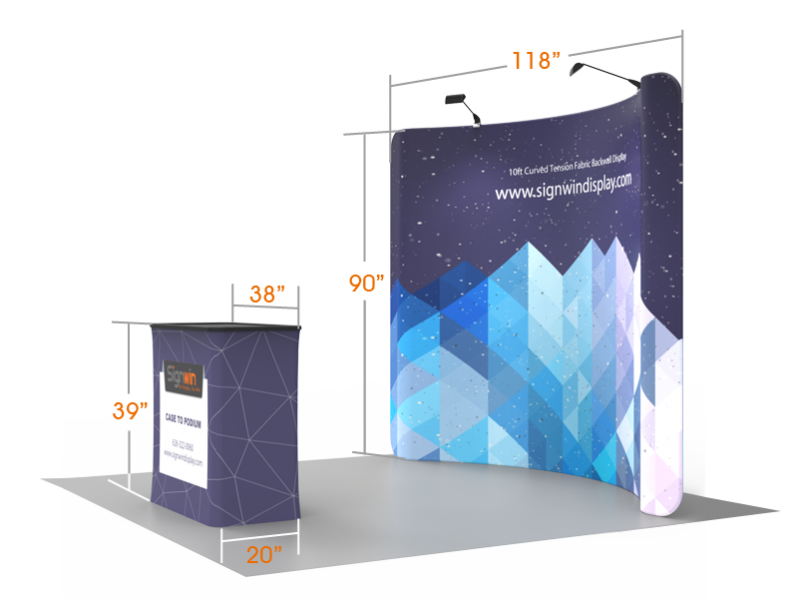 Custom 10ft Curved & Recyclable Tension Fabric Trade Show Booth ...