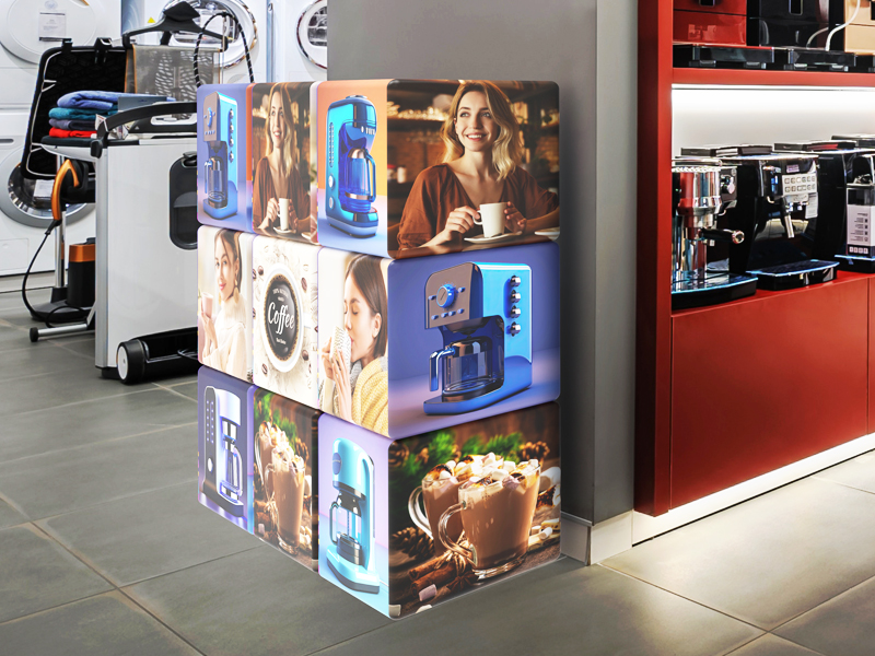 Custom Printed Tension Fabric Aluminum Stackable Display Cube - Signwin